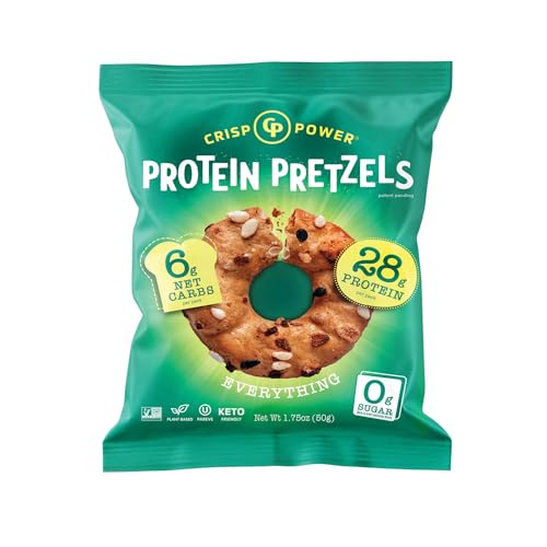 Crisp Power High Protein Pretzel Crisps - 6 Pack x 1.75 oz Crunchy & F
