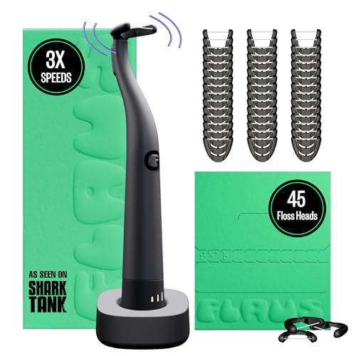 FLAUS Electric Flosser (Shark Tank) with 3 Speeds + 45 Replacement Hea