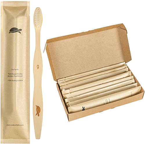 Sea Turtle Plant-Based Bristles, Soft Bamboo Toothbrushes, Individuall