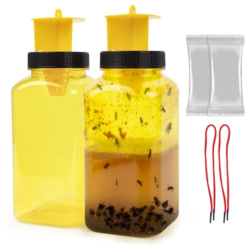 2 Pack Reusable Fly Trap Bottle with Bait, Ranch Fly Trap, Fly Traps O
