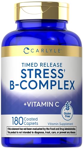Carlyle Stress B Complex Vitamin Supplement | 180 Caplets | with Vitam