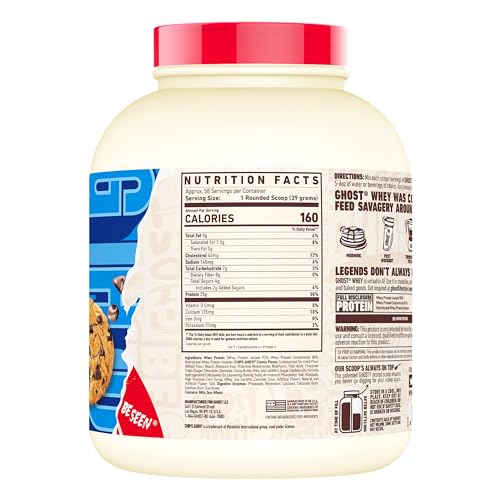 GHOST Whey Protein Powder, Chips Ahoy - 5LB Tub, 25G of Protein - Choc ...