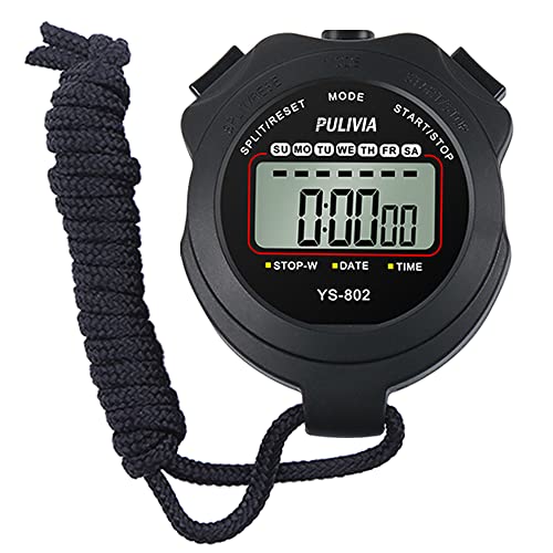 PULIVIA Sports Stopwatch Timer Single Lap Split Digital Stopwatch for