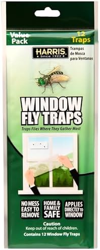 Harris Indoor Window Fly Trap, 12 Pack Clear Sticky Strips Kills Flies