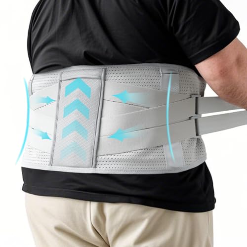 King Mills Plus Size Back Brace for Lower Back Pain, Breathable Obese