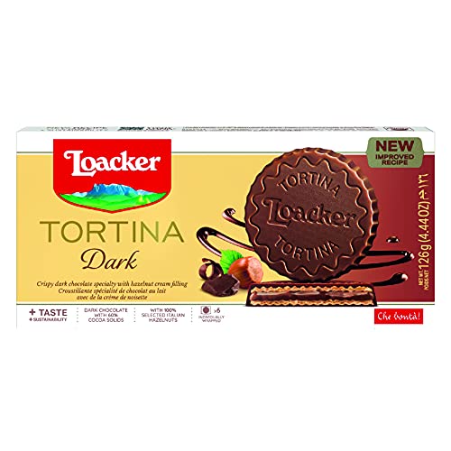 Loacker Tortina Biscuits, Dark Chocolate Hazelnut Flavour, Box of Choc
