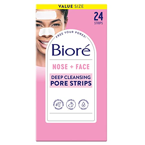 Biore Nose+Face Blackhead Remover Pore Strips, 12 Nose + 12 Face Strip
