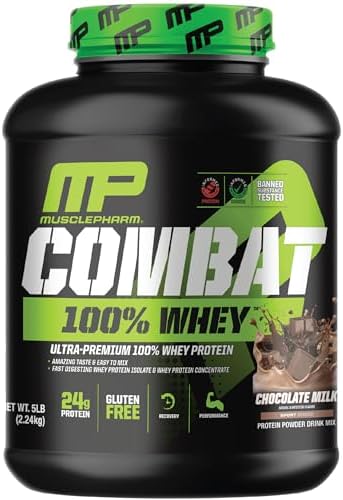MusclePharm Combat 100% Whey Protein Powder, Chocolate Milk, Fast Reco