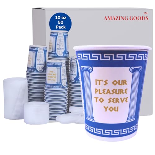 AMAZING GOODS [50 Pack 10 oz NEW YORK Paper Coffee Cups, Disposable Pa