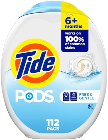Tide PODS Free & Gentle Laundry Detergent Soap Pacs, 112 Count, Tide P