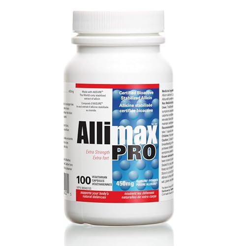 Allimax Pro 450mg 100 Vegicaps. Allicin Garlic Supplement to Support Y