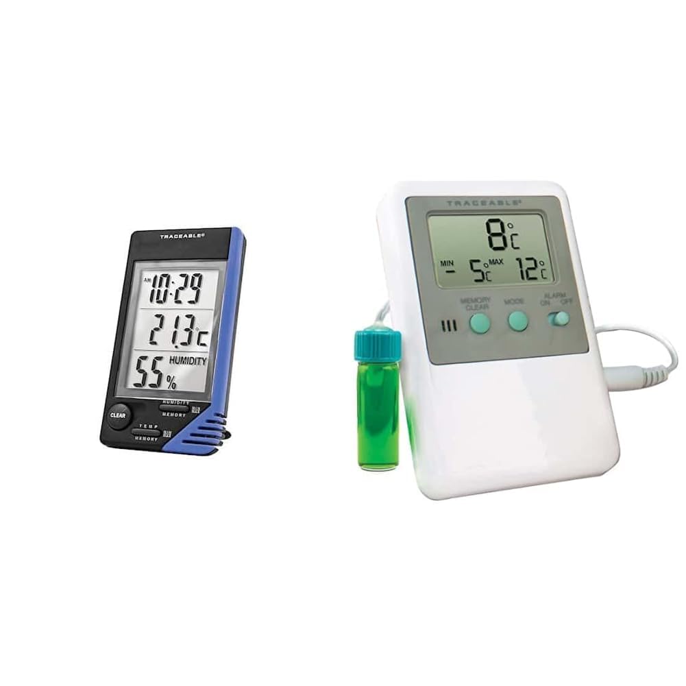 TRACEABLE - AO-90080-06 Traceable Thermometer with Clock, Humidity Mon