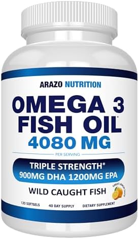 Arazo Nutrition Wild Caught Omega 3 Fish Oil – 120 Soft Gels – 4,080mg