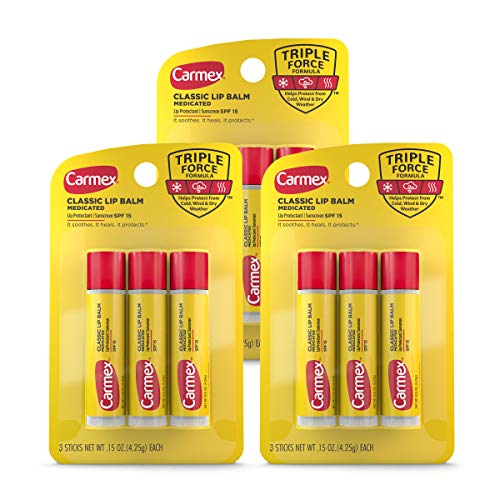 Carmex Classic Medicated Lip Balm Sticks, Lip Moisturizer for Chapped