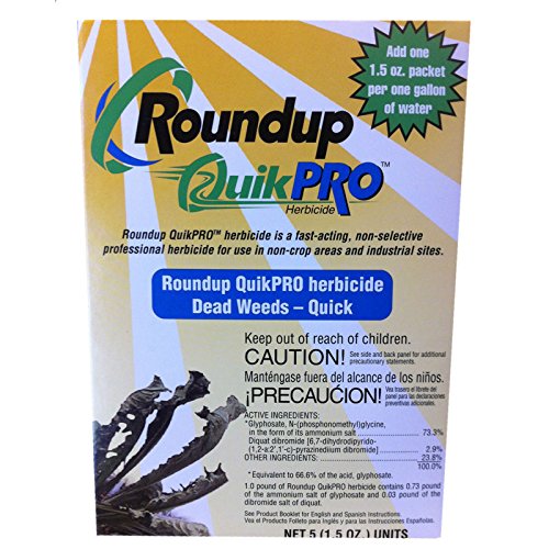 Roundup Quikpro Weed Killer Herbicide 73.3% 1 Packet Per Gallon, 5 Pac