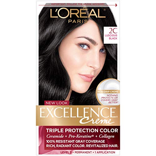 L'Oreal Paris Excellence Creme Permanent Hair Color, 2C Luscious Black