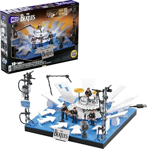 Mega The Beatles Building Set with 681 Pieces, 4 Poseable Action Figur
