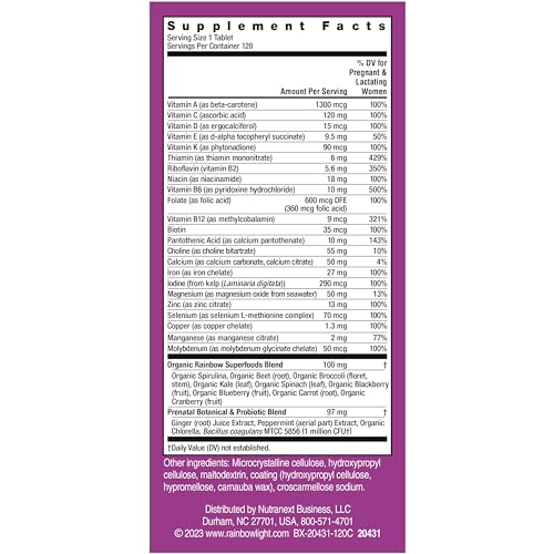 Rainbow Light High-Potency Prenatal One Multivitamin, Prenatal Health ...