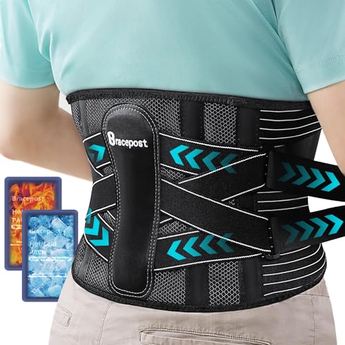 Bracepost Back Brace for Lower Back Pain,2 Reusable Ice Pack for Injur ...