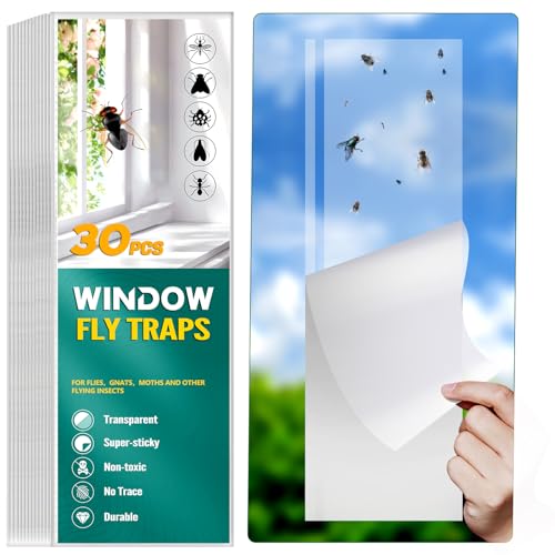 30 Pack Fruit Fly Traps Indoor, Non-Toxic Window Fly Trap Catcher Clea