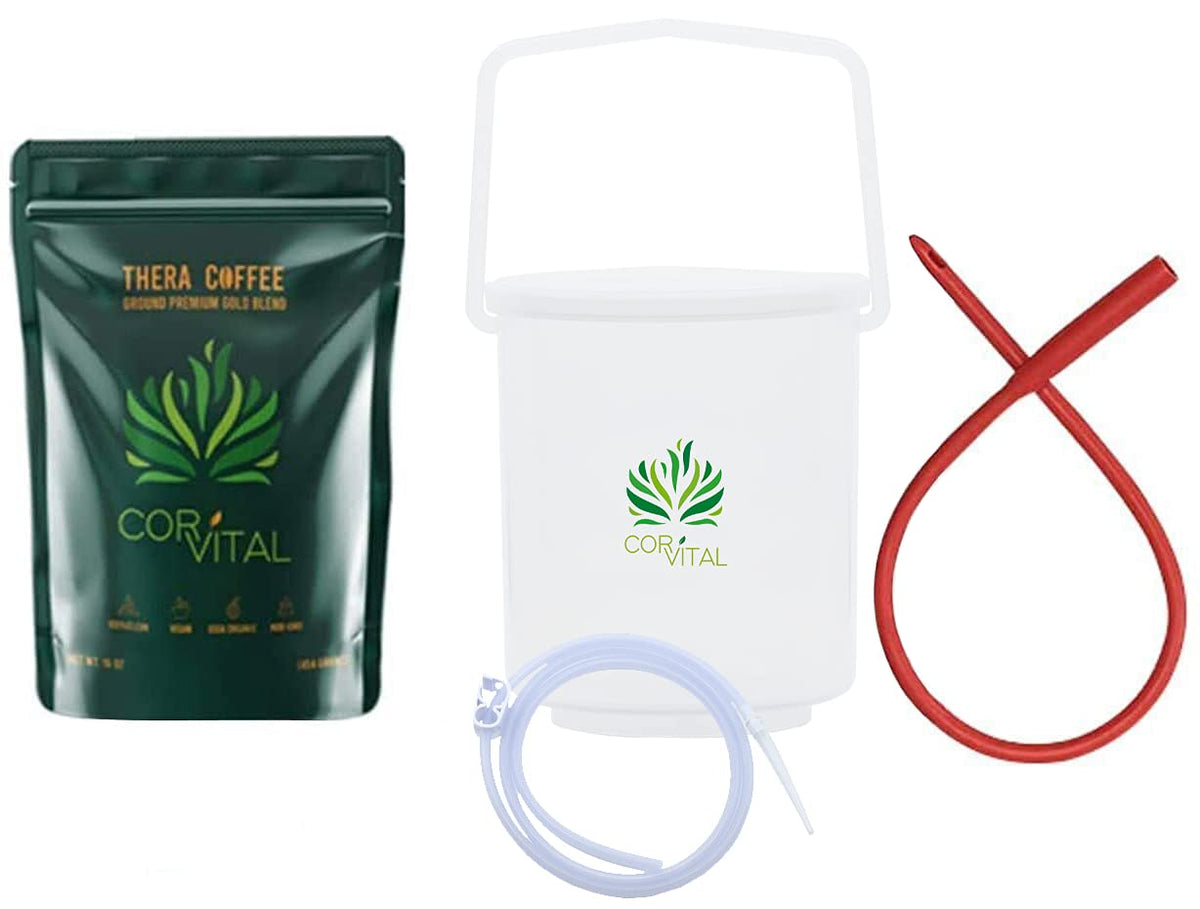 Cor-Vital Try It Now Coffee Enema Kit for Colon Cleansing with 1/2 LB