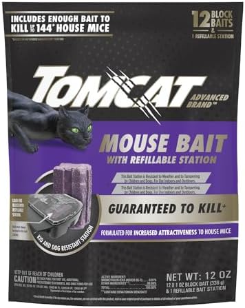 Tomcat Advanced Brand Mouse Bait with Refillable Station, Indoor and O