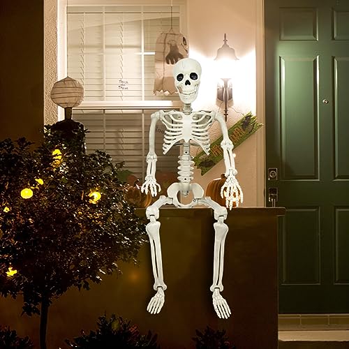 36" Skeleton Halloween Decorations, 3FT Realistic Full Body Movable Po ...