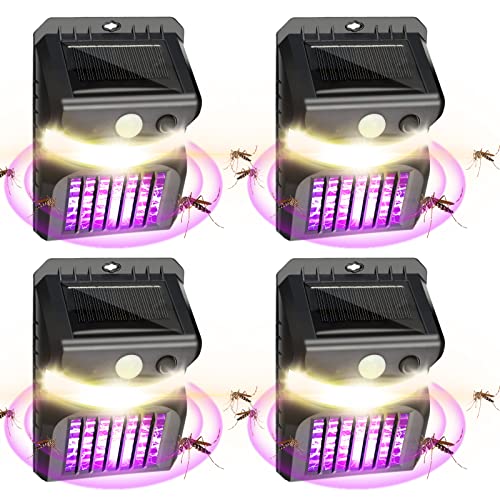 4 Packs Bug Zapper Outdoor 3 in 1 Mosquito Zapper Black Solar Bug Zapp