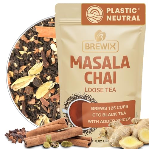 BREWIX, Masala Chai Tea Loose Leaf CTC TEA (125+ Cups, 8.82oz/250g) St