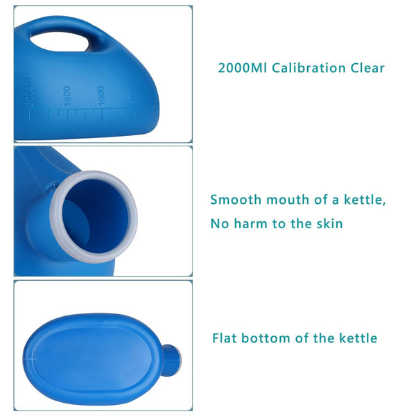 Male Urinal Bottle 68 OZ Portable Urinals for Men 59" Long Hose with L ...