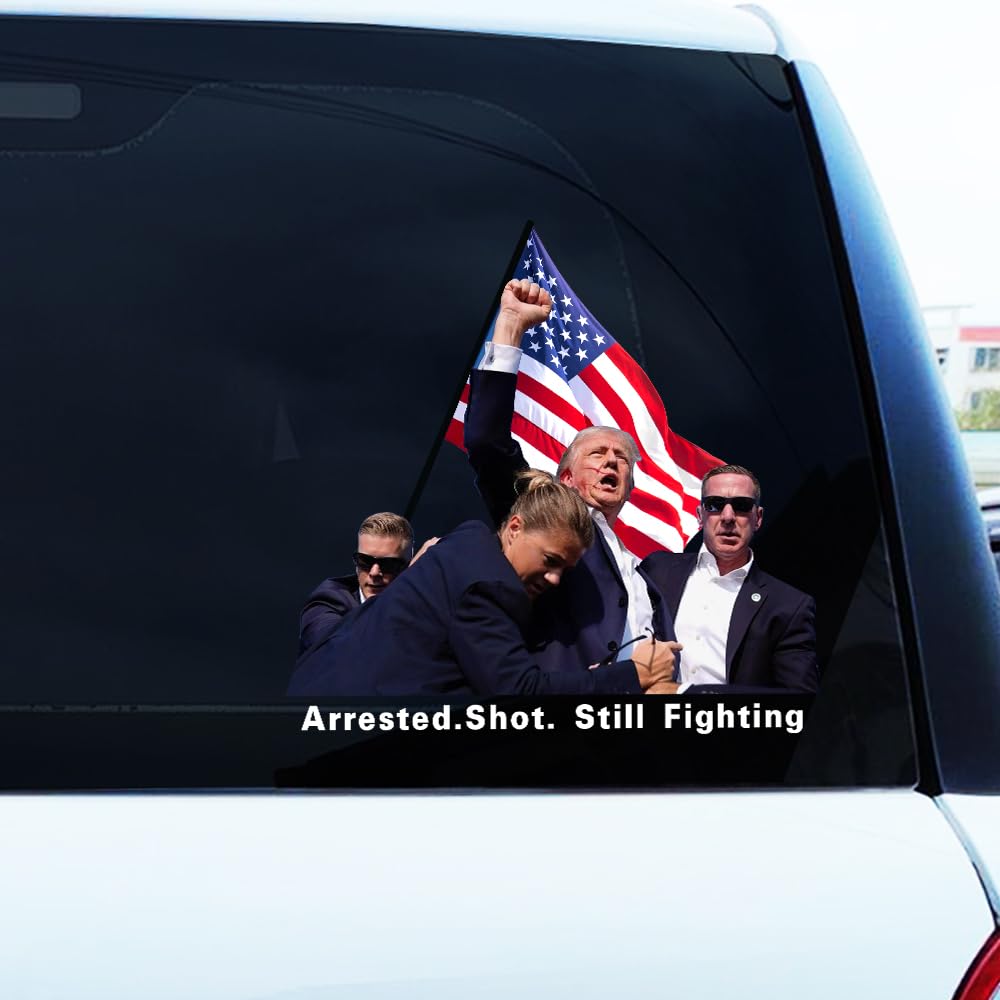 2pcs Trump Fight Decals, Trump Peeking 2024 American Flag Vinyl Sticke