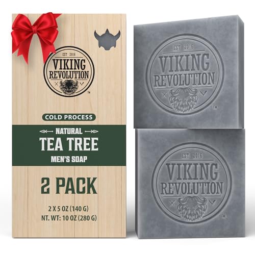 Viking Revolution Tea Tree Natural Soap for Men - Mens Soap Bar with E
