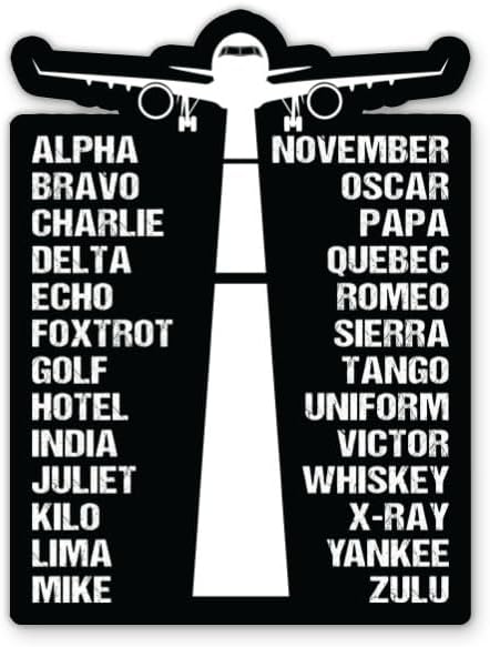 Alpha Bravo Pilot Aviation Alphabet Stickers - 2 Pack - Waterproof Vin