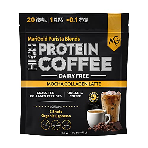MariGold High Protein Collagen Coffee - Mocha Collagen Latte, Dairy Fr