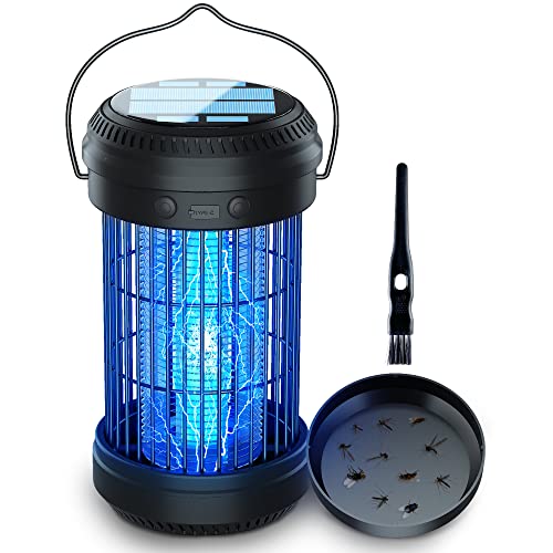 Solar Bug Zapper Outdoor Waterproof, Cordless Mosquito Zapper with 360