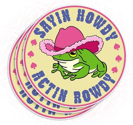 (3Pcs) Sayin Howdy Actin Rowdy Frog Sticker Funny Cowboy Frog Cowgirl