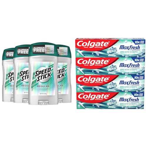 Speed Stick Men's Deodorant, Regular, 3 Ounce, 4 Pack & Colgate Max Fr