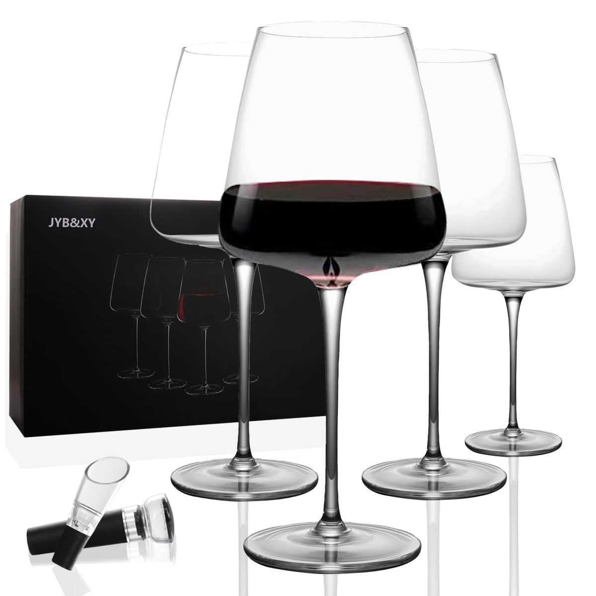 Red wine glasses 19oz Hand Blown Premium Crystal White square wine gla