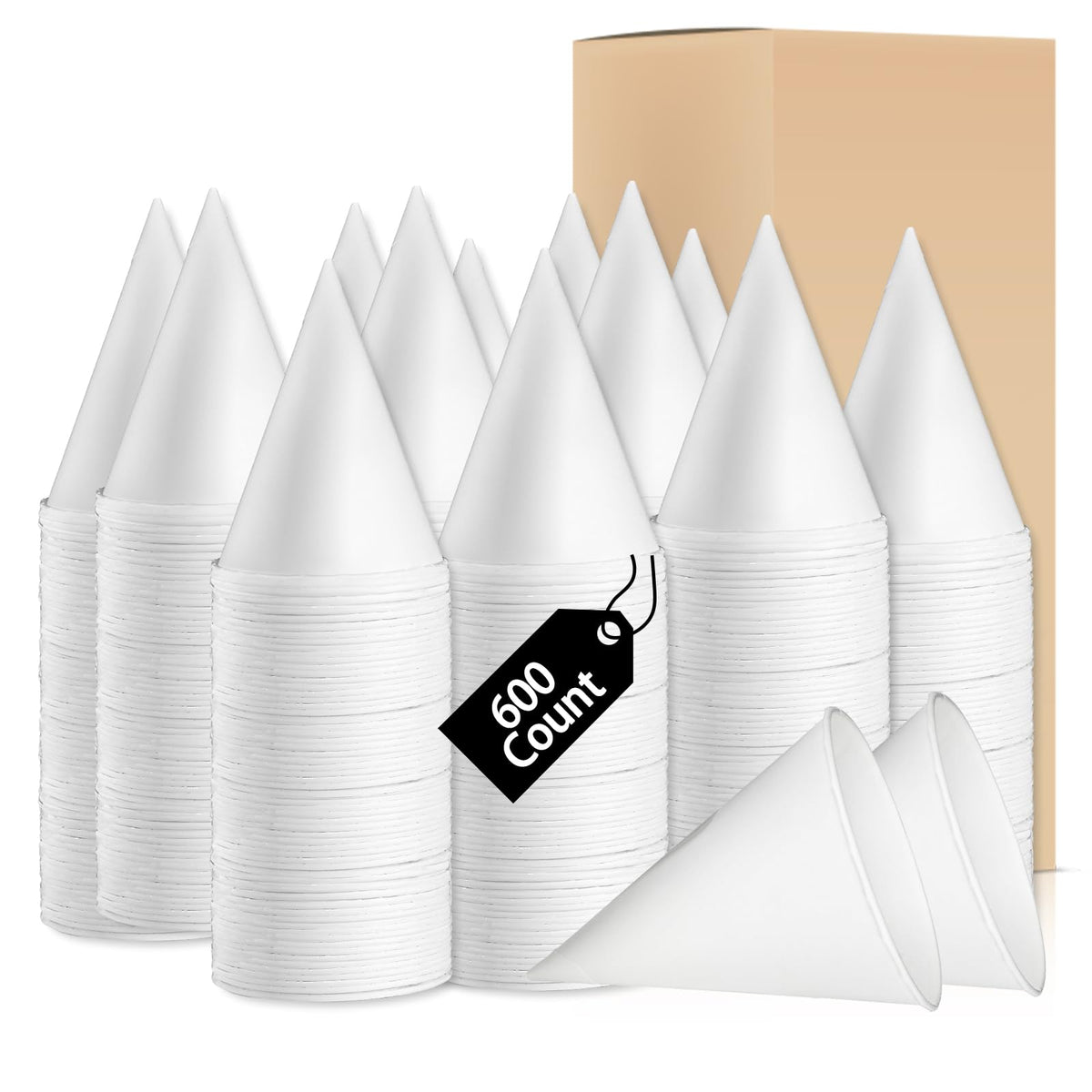 JarThenaAMCS 600 Pcs White Paper Cone Cups 4 OZ Thicken Cone Cups Disp