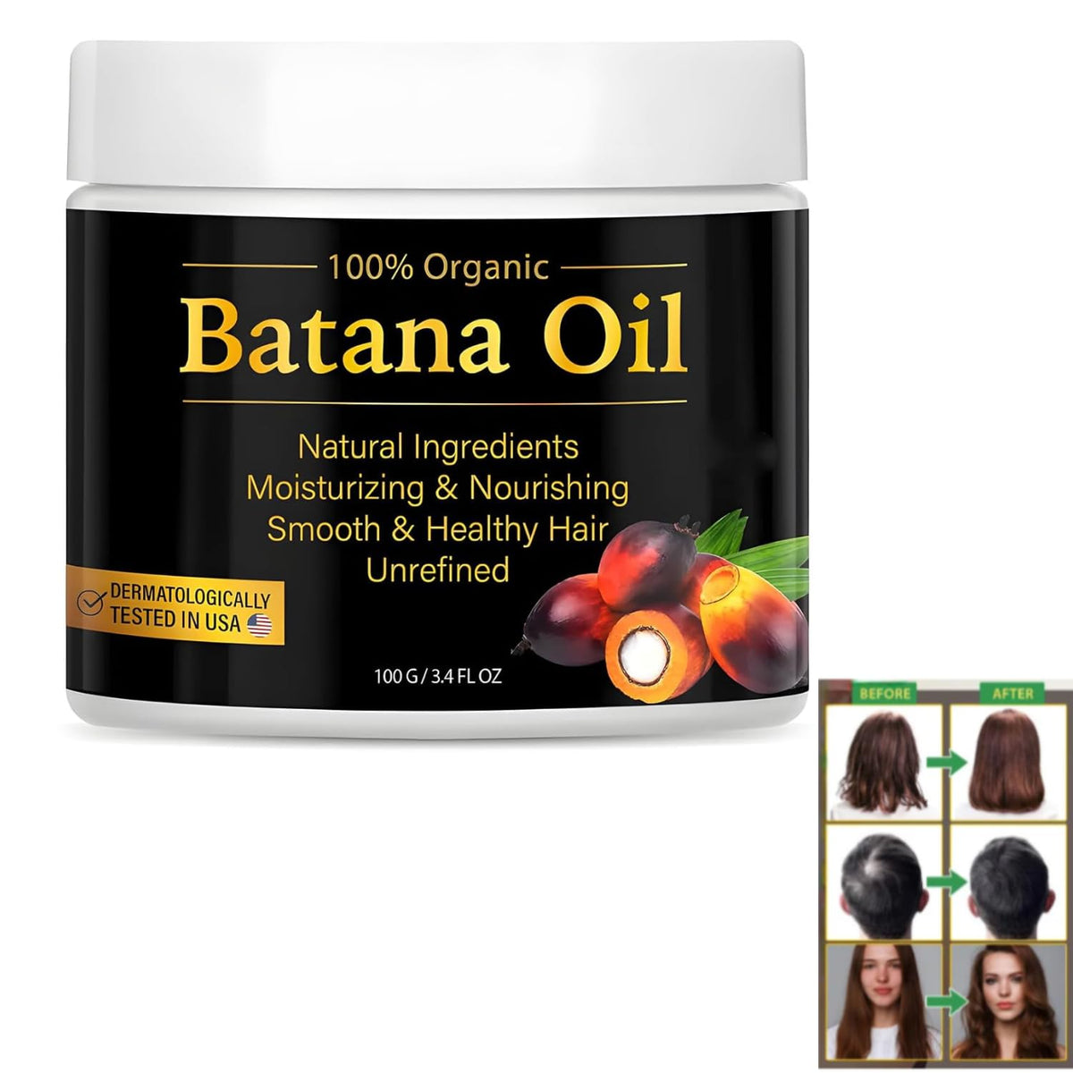 100% Natural Batana Oil for Hair Growth and Nourishment, Natural Batan