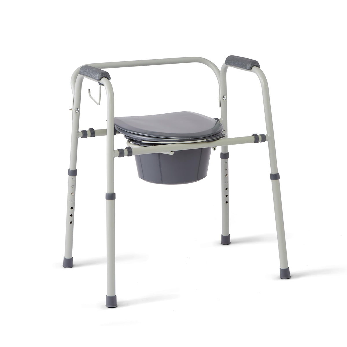 Medline 3-in-1 Steel Adjustable Bedside Commode w/ Microban Protection