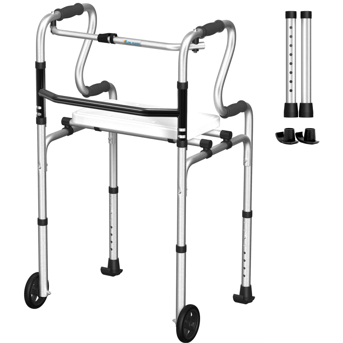 4in1 Walkers for Seniors, Front Wheeled Walker, 2 Wheel Standard Walke