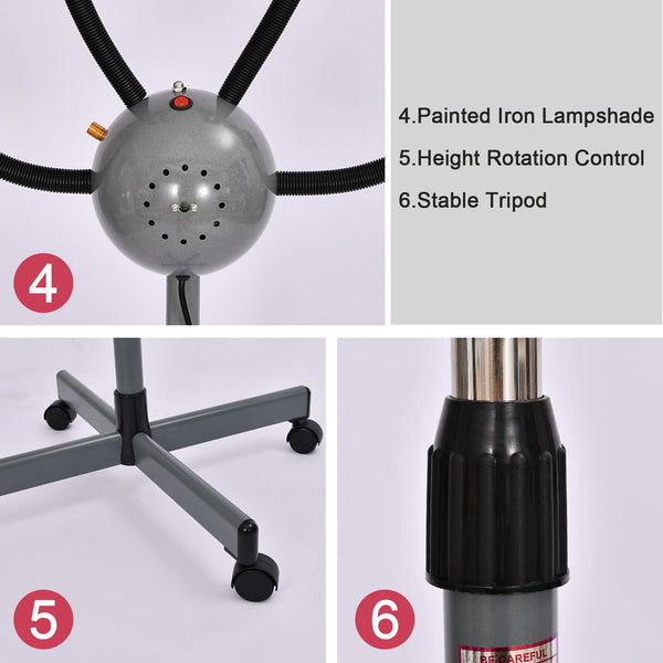 5 Head Infrared Light Heat Therapy Red Lamp Infrared Light Salon Hair ...