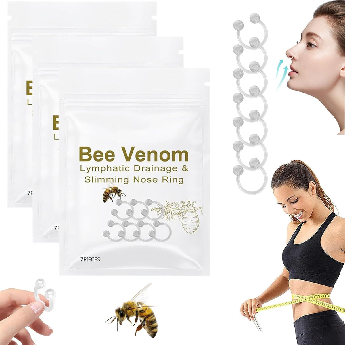 Bee Venom Lymphatic Drainage Nose Ring, Can Speed Up Basal Metabolic R