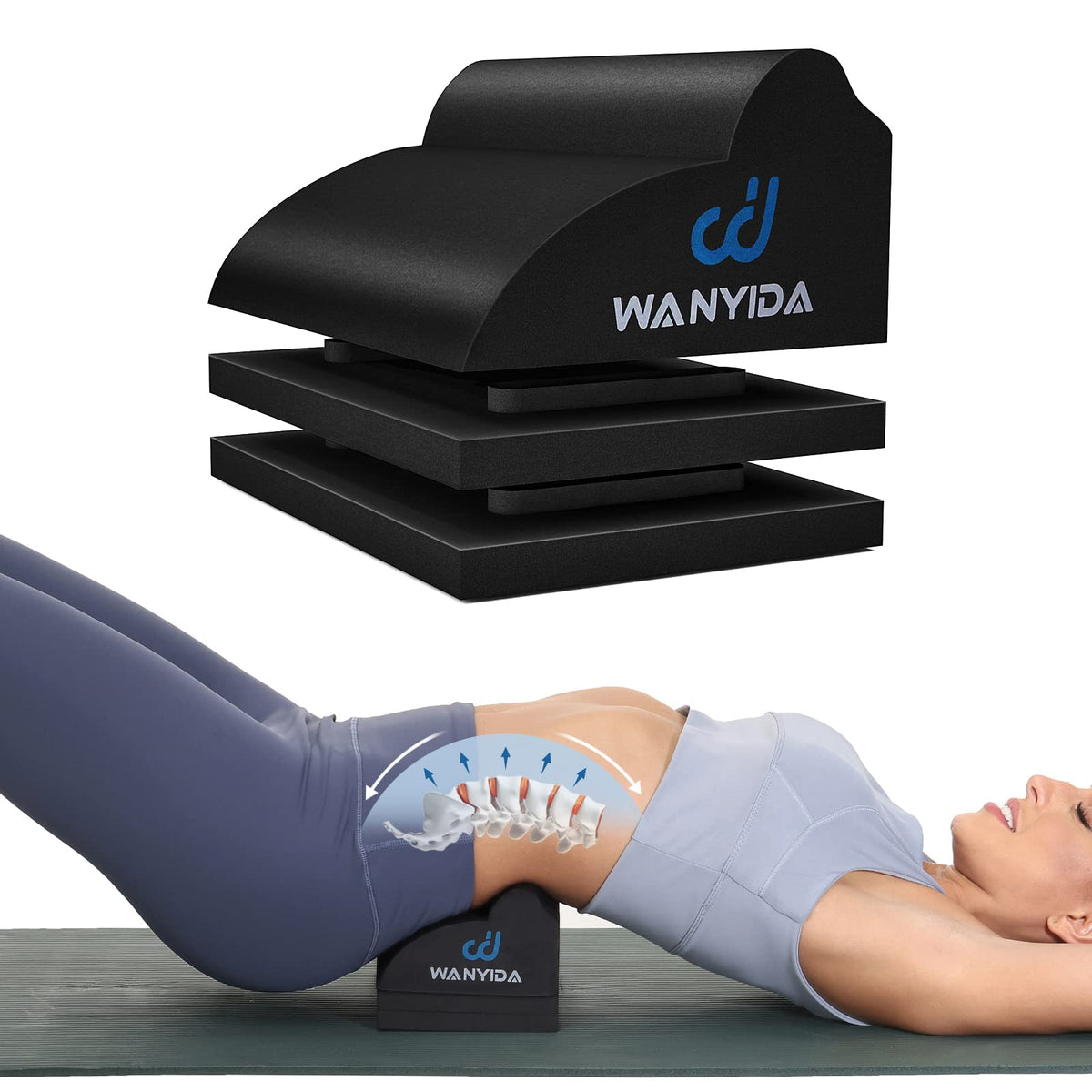 WANYIDA Lumbar Orthotic Traction Roll Device, Lower Back Stretcher for