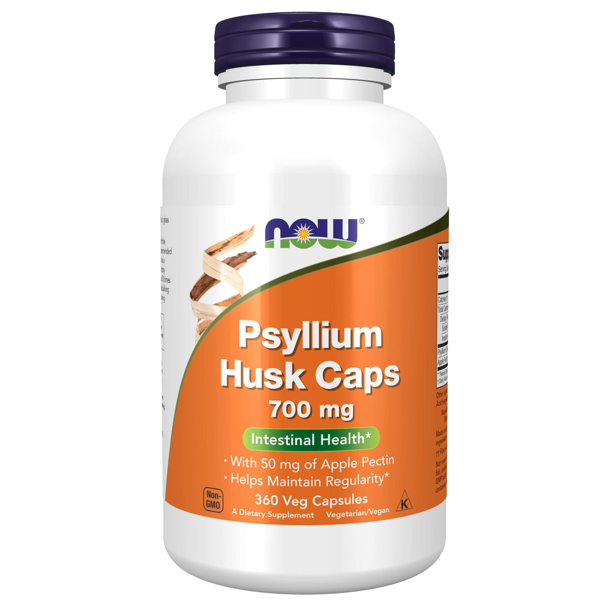 NOW Supplements, Psyllium Husk Caps 700 mg with 50 mg of Apple Pectin,