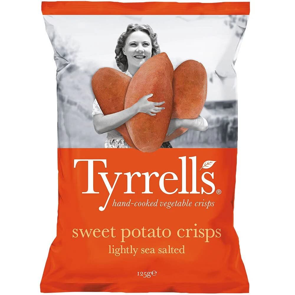 TYRRELLS Lightly Sea Salted Sweet Potato Crisps, 125g — kate-minimalist