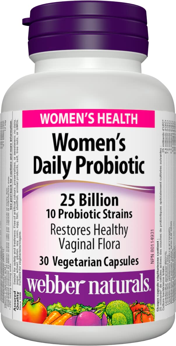 Webber Naturals Probiotic Women’s Daily, 25 Billion Active Cells, 10 P ...