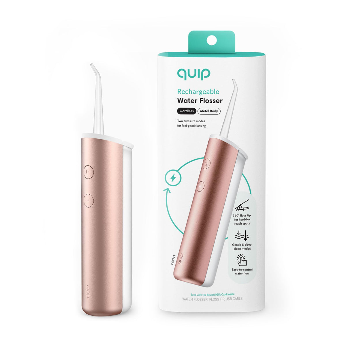 quip Cordless Water Flosser - Rechargeable Water Flosser for Teeth & G