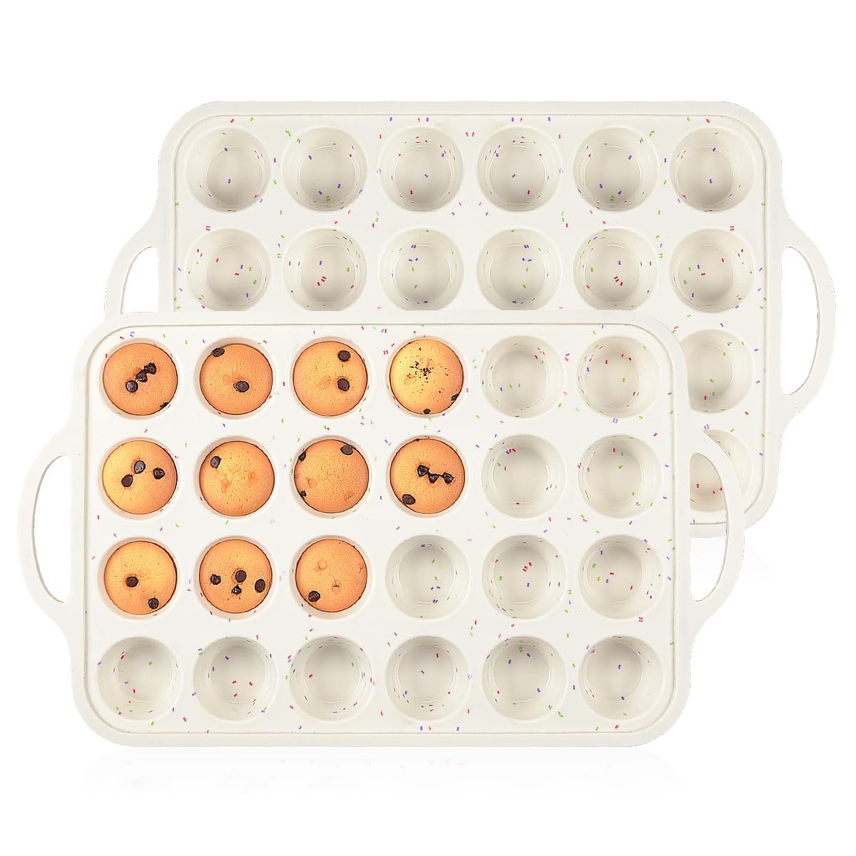 Mini Muffin Pan, Metal Reinforced Frame Mini Cupcake Pans 24 Cups Nons
